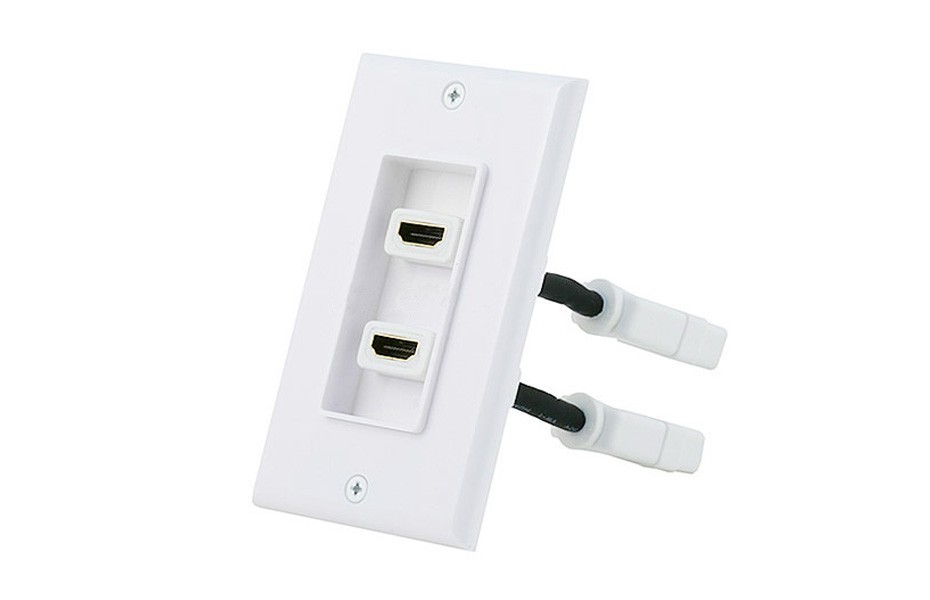 HDMI Wall Plate,Dual Port (w Coupler Cable)