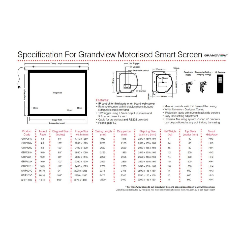 Grandview IP Control Motorised Smart Projection Screens – Rapallo