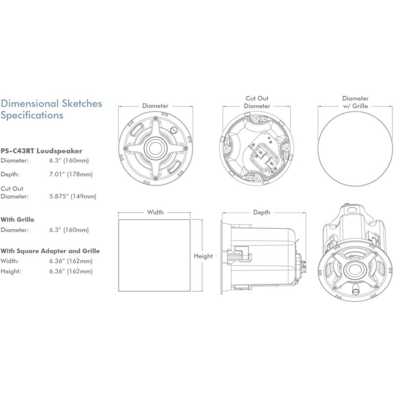 Sonance PS-C43RT Professional Series 4" In-Ceiling Speaker | White ...